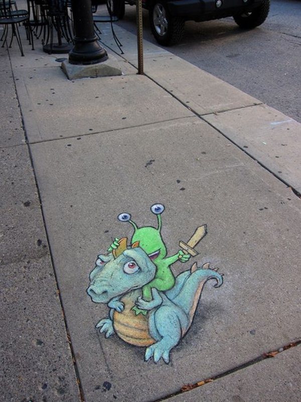 Cute Sluggo Chalk Art by David Zinn (30 pics) | Daily Fun Pics