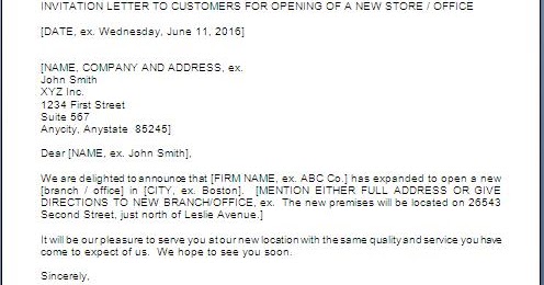 New Branch Opening Announcement Letter