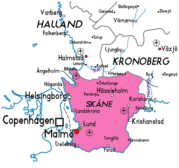 Skane Map Province City | Map of Sweden Political Region Province City