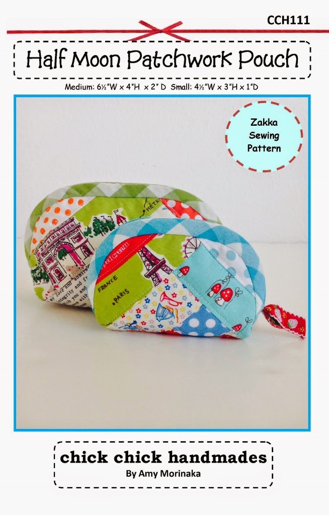 chick chick sewing: Half Moon Patchwork Pouch for my sister ♪妹に半円パッチワーク ...