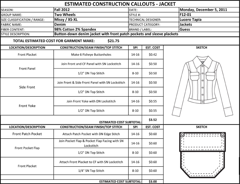 Lucero Tapia's Portfolio: Denim Jacket Tech Pack & Look For Less
