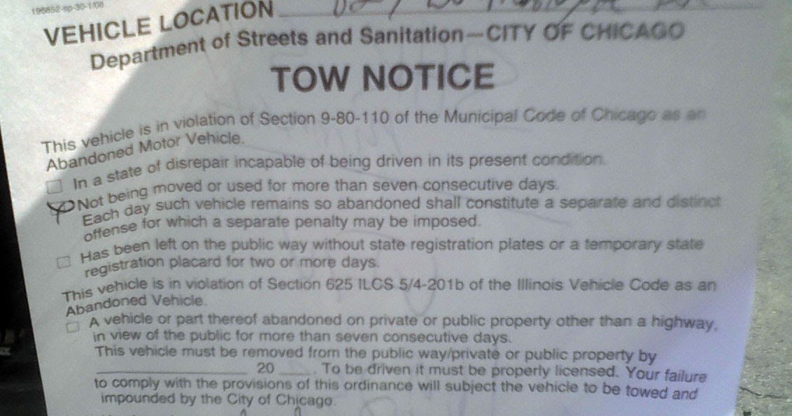 Notice To Tow Vehicle