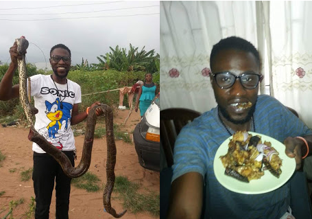 Photos: Man kills big snake in Delta State, makes pepper soup with it ...