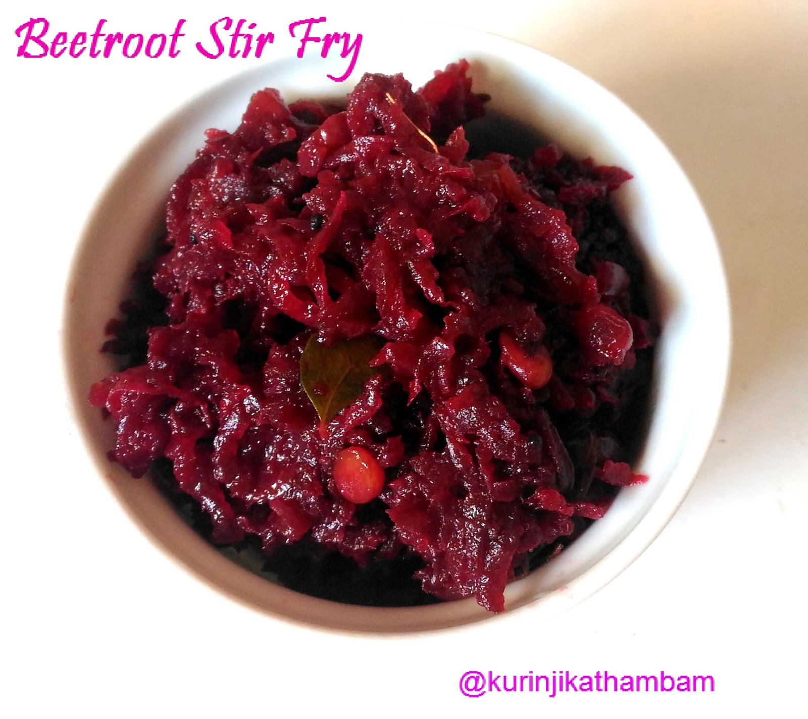 Beetroot Stir Fry / Grated Beetroot Poriyal ~ Kurinji Kathambam