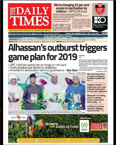 Today's The Daily Times Newspaper Headlines [8th September, 2017 ...