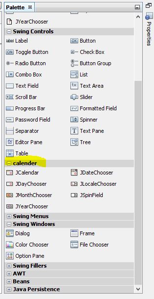 JAVA TUTORIALS: java Date and Calender for Netbeans Palette