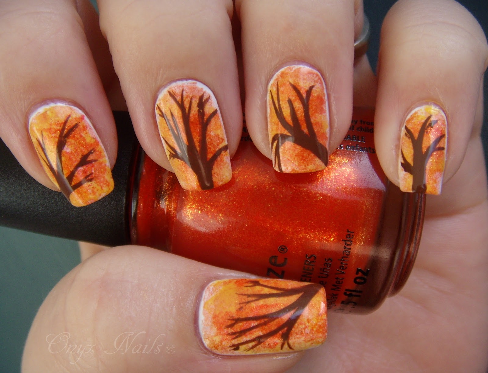 Onyx Nails: Fall Trees Manicure