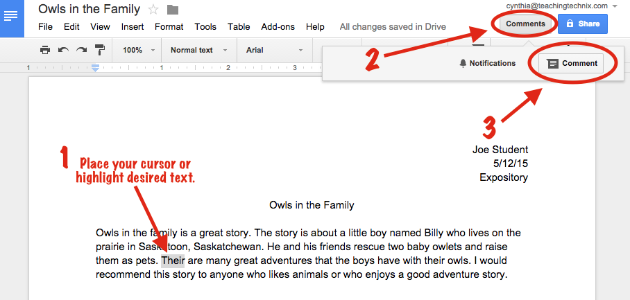 TeachingTechNix: Making Comments in a Google Doc