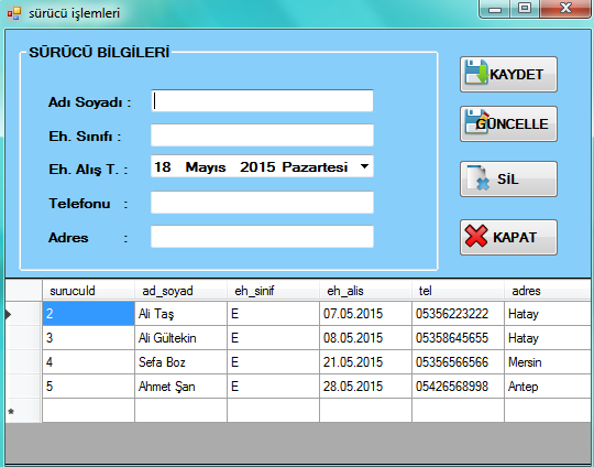 ARAÇ SERVİS OTOMASYONU: C# OTOBÜS BİLET OTOMASYONU