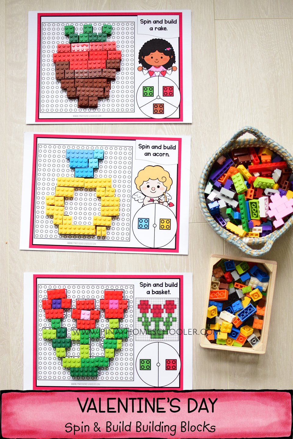 Valentines Day Spin and Build Building Blocks | The Pinay Homeschooler