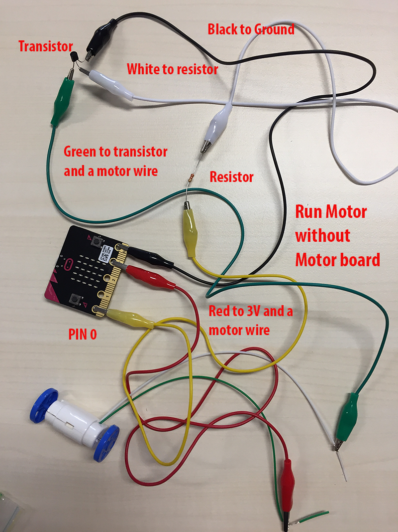 Micro:bit motor hardwired without motor board