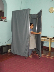 Siliger Methods: Ladies Frisking Booth ( Security curtain)