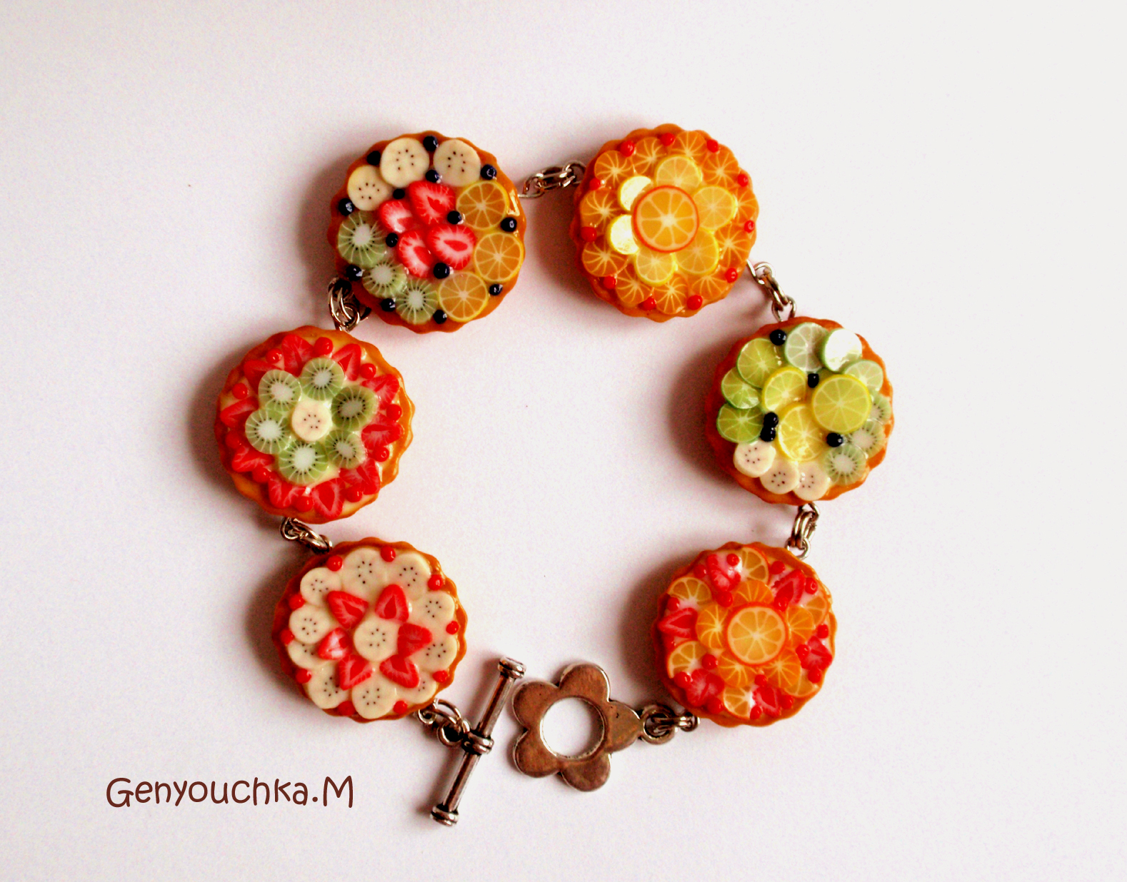 Pâtisserie miniature. On sert les desserts... en fimo: Bracelets ...