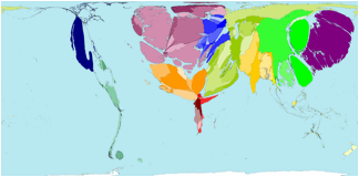 3- (UNESP) Compare o mapa que representa os maiores países domundo em ...