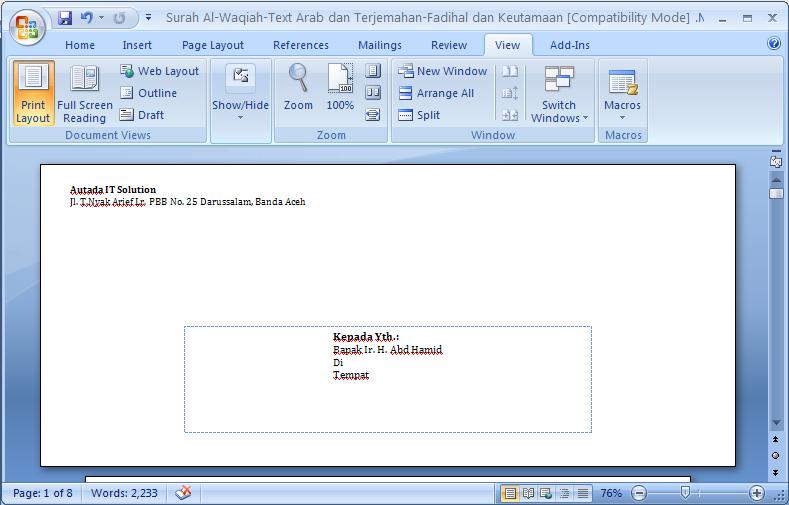Cara Menulis Alamat di Amplop Dengan Microsoft Word | Lambe Gurah