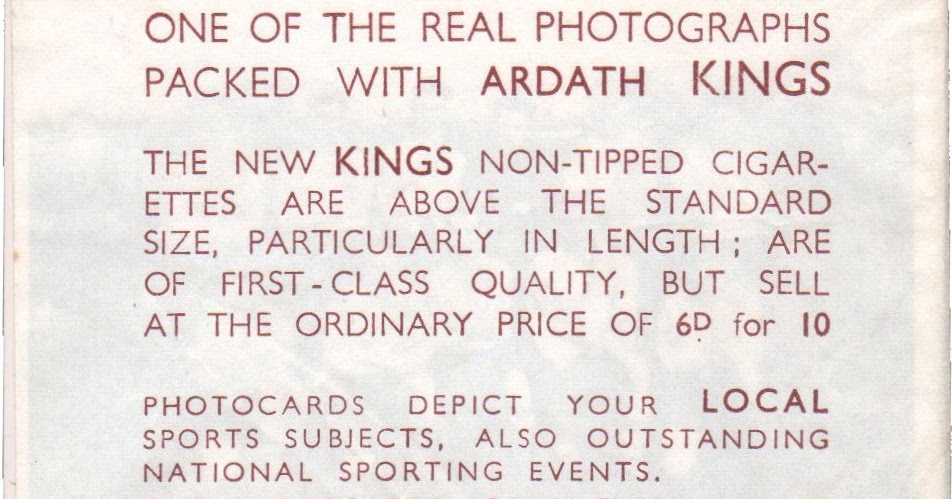 Football Cartophilic Info Exchange: Ardath Tobacco - Photocards ...