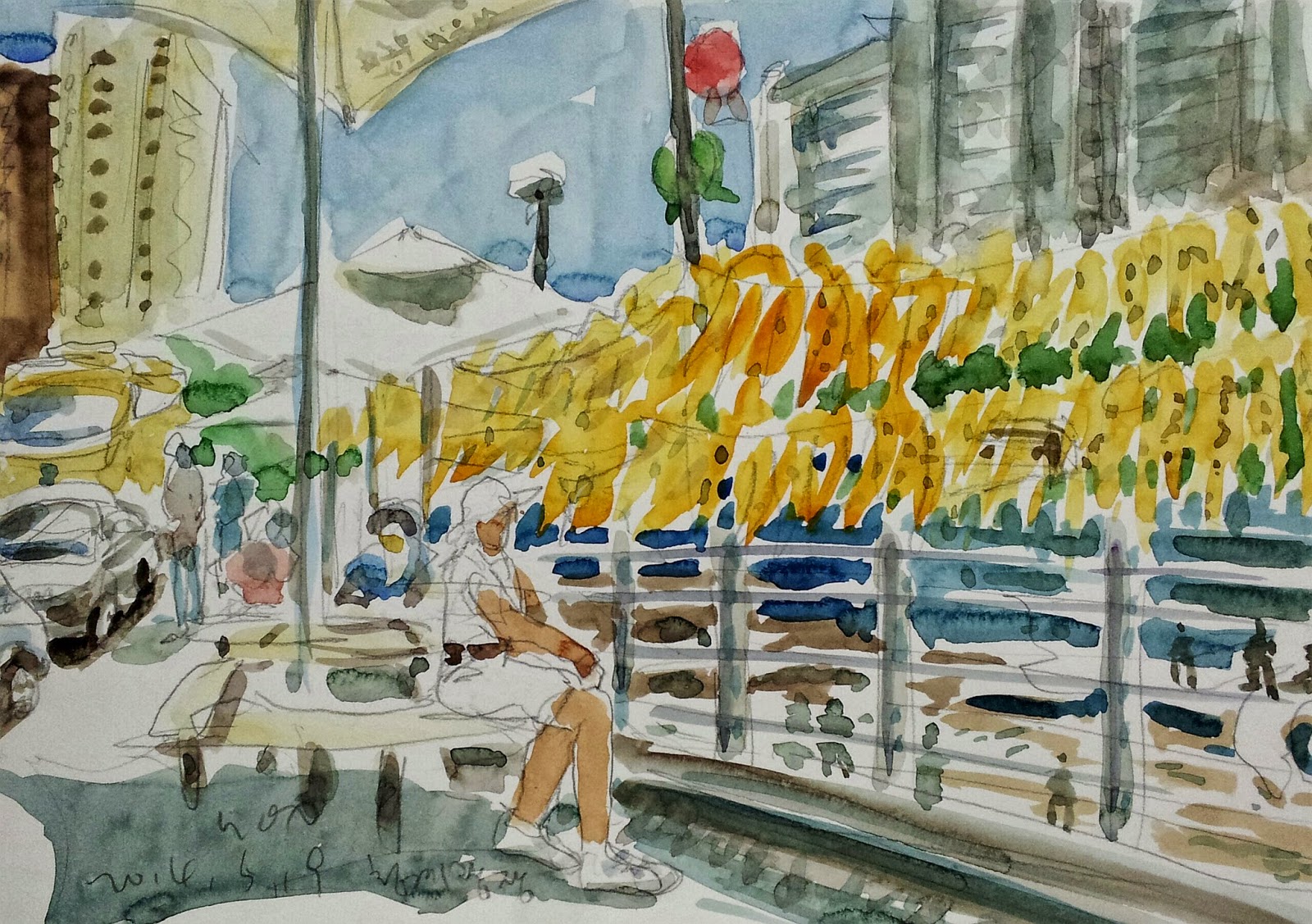 Yoo Drawing: yellow ribbons for Sewol ferry victims at Cheonggyecheon