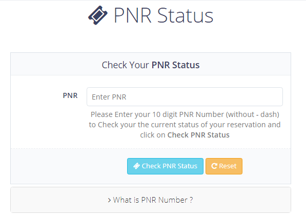 Railway PNR Status|INDIAN RAILWAYS PASSENGER RESERVATION ENQUIRY