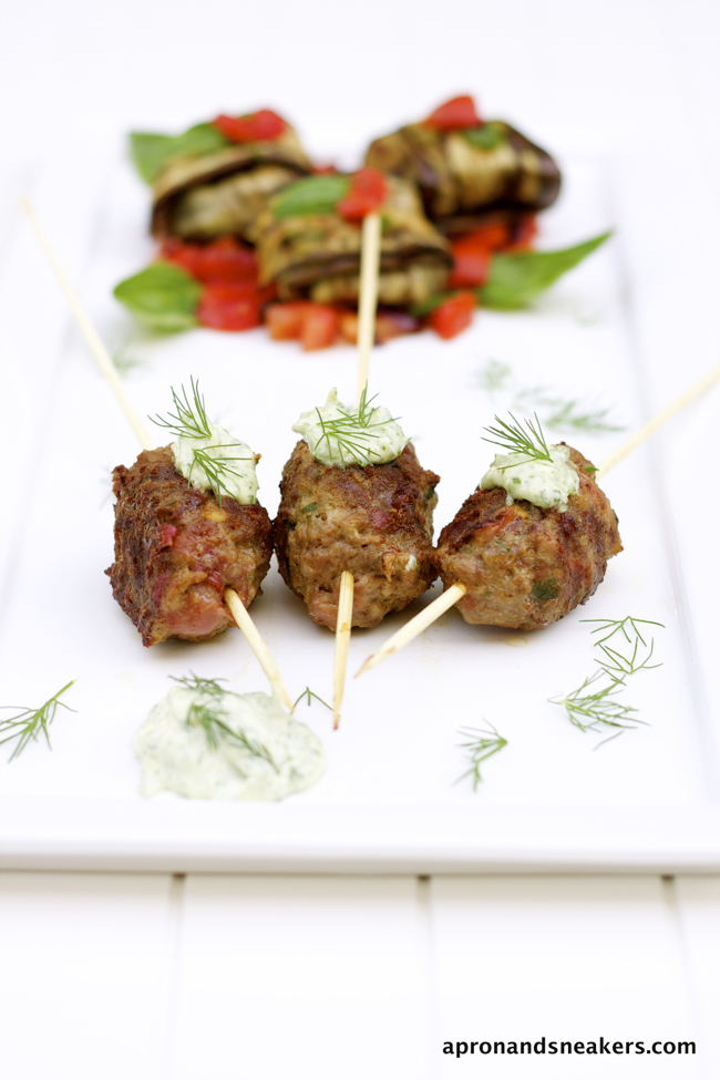 Speck Skewers with Herb Mayonnaise and Grilled Mediterranean Aubergine ...