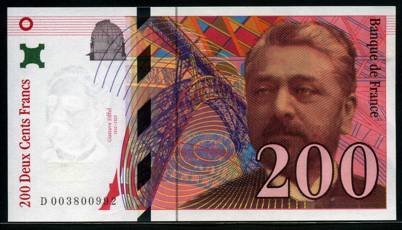 France paper money 200 French Francs banknote of 1995 Gustave Eiffel ...