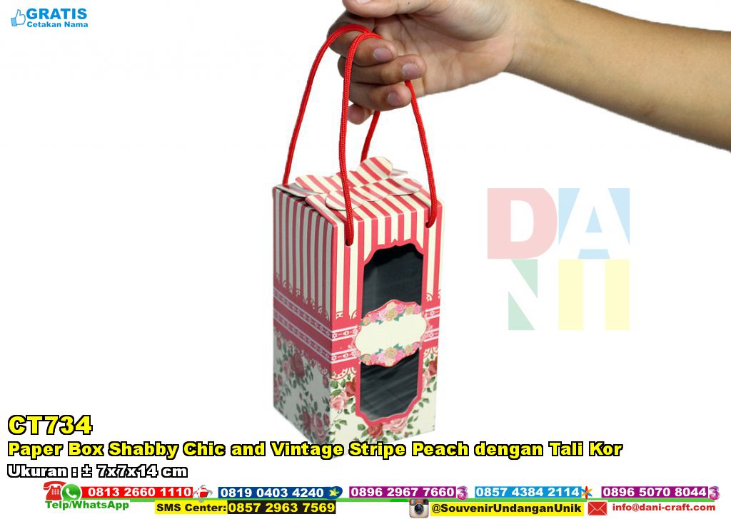 Paper Box Shabby Chic And Vintage Stripe Peach Dengan Tali Kor ...