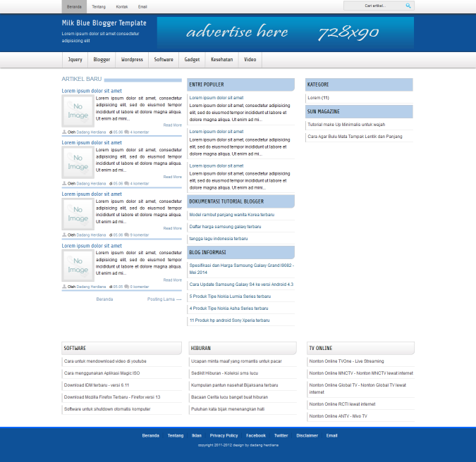 Milk Blue Blogger Template