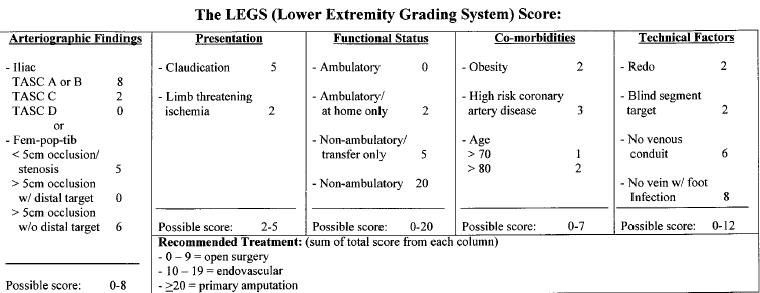 Vascular Mind : THE LEGS SCORE (Lower Extremity Grading System)