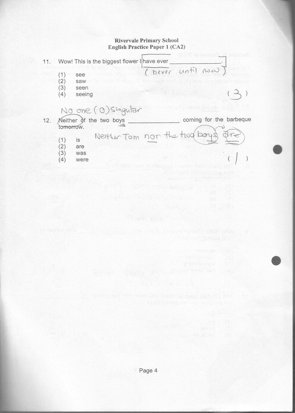 RIVBE4: 18 Aug eLearning: English Practice Paper 1 Answers and Explanations