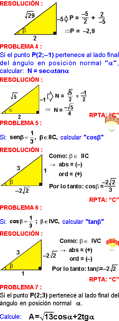 RAZONES TRIGONOMETRICAS DE ANGULOS DE CUALQUIER MAGNITUD PROBLEMAS ...