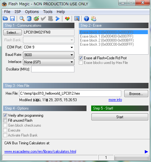 knaka Tech-blog: LPC810のオンラインコンパイラで書込み編、Lチカも