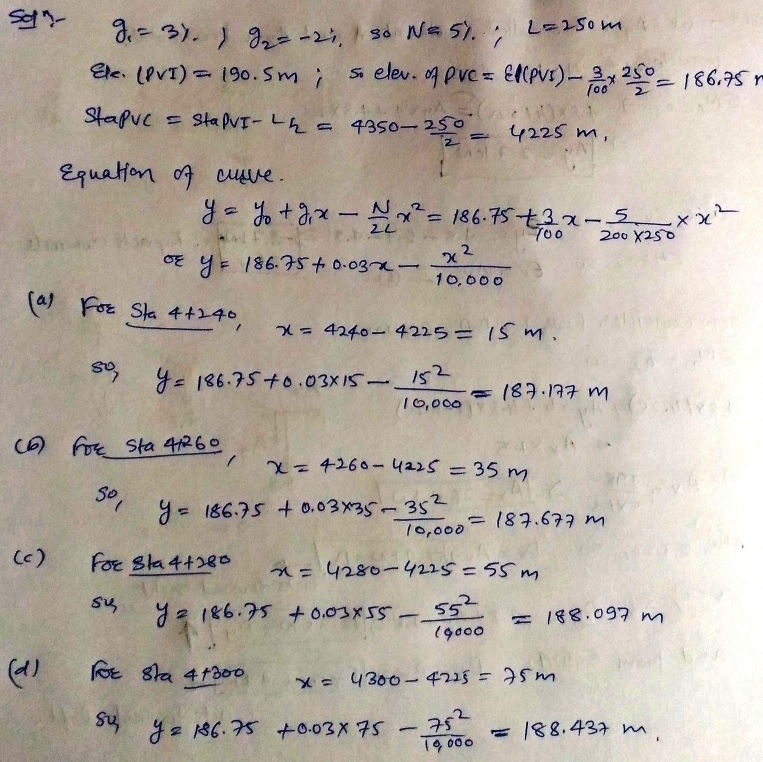 Surveying (Civil Engineering ): Solved - Vertical parabolic curve - PVI ...