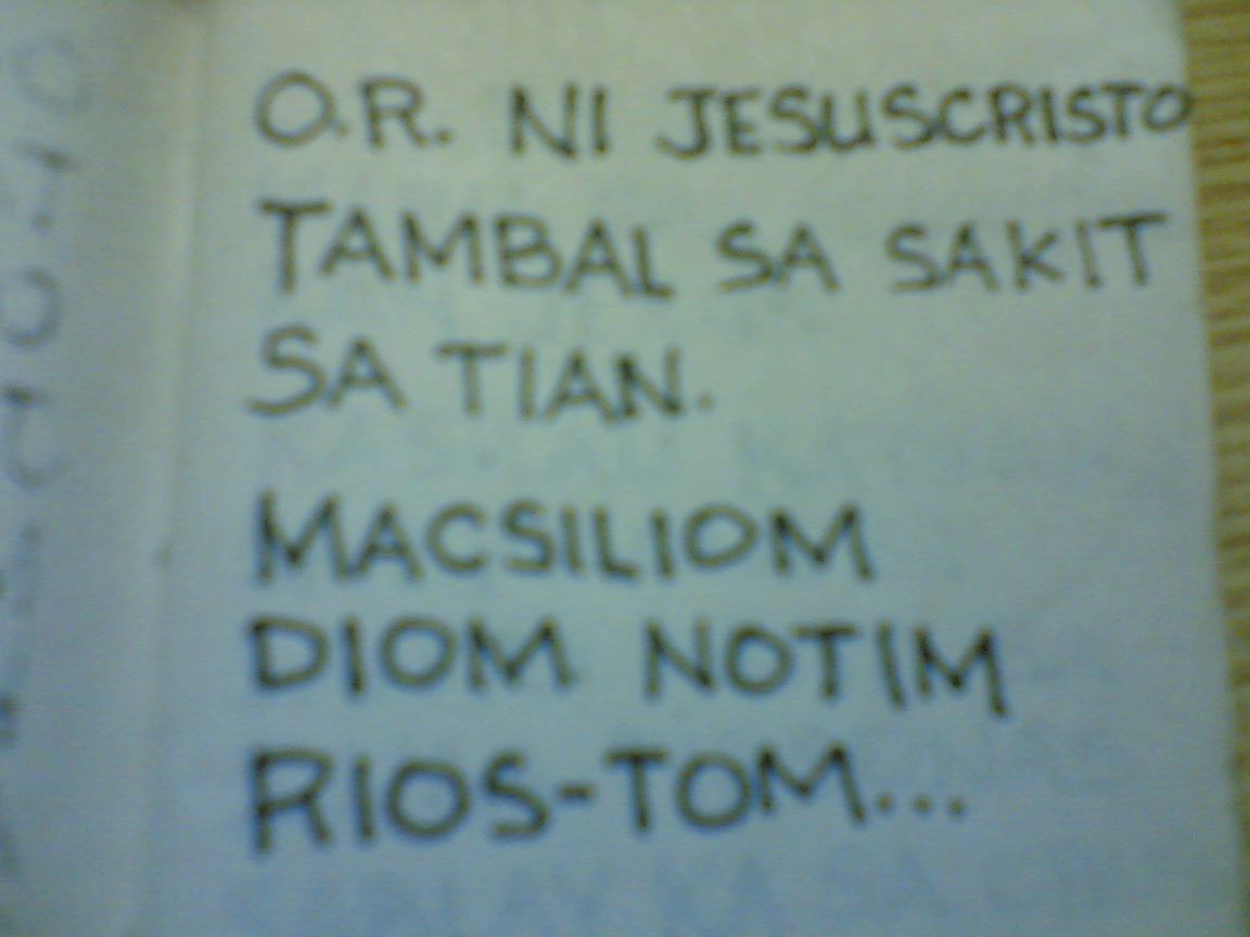 katutuhanan at mga orasyon: I-ILANG MGA ORASYON NG PBMA