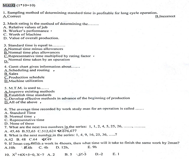 Interview Question For Sr. Executive IE Or Work Study Officer - Textile ...