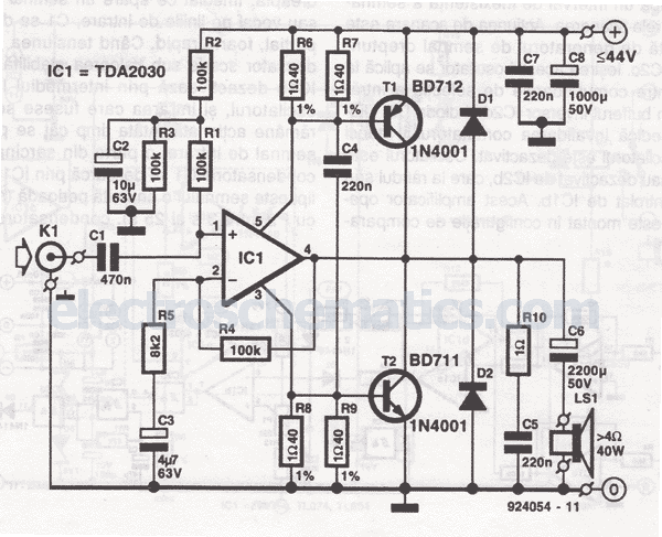 ARWIS' BLOG: Skema Audio Amplifier Menggunakan Ic TDA2030 Plus Tr BD711 ...