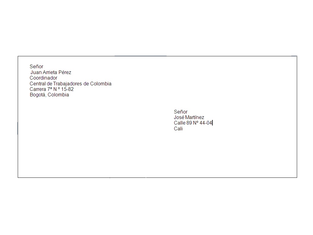 REDACCIÓN COMERCIAL: SOBRES PARA CARTA COMERCIAL. CATHERINE NARVAEZ PEREZ