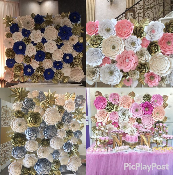 Lindas decoraciones con paneles de flores de papel para tu fiesta