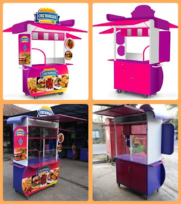 Gerobak Burger Minimalis - Jasa Pembuat Gerobak Jawa Tengah