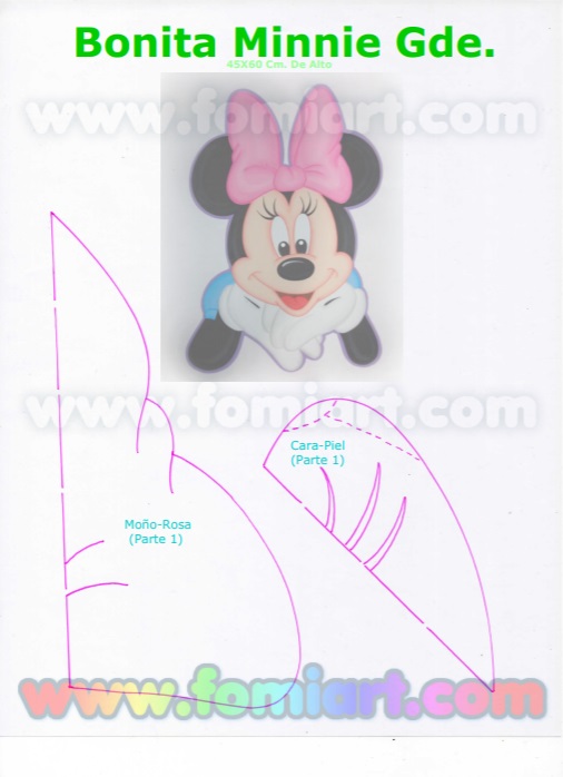 Moldes Gratis Minnie Mouse Grande 45 x 60 cms | Moldes Gratuitos