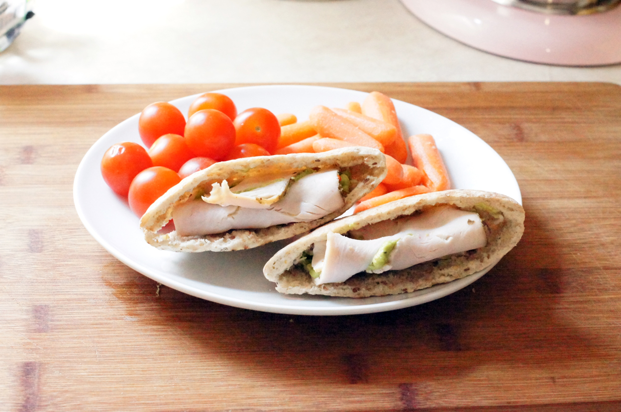 The Dormestic Goddess: Mini Turkey Pitas with Avocado and Red Onion