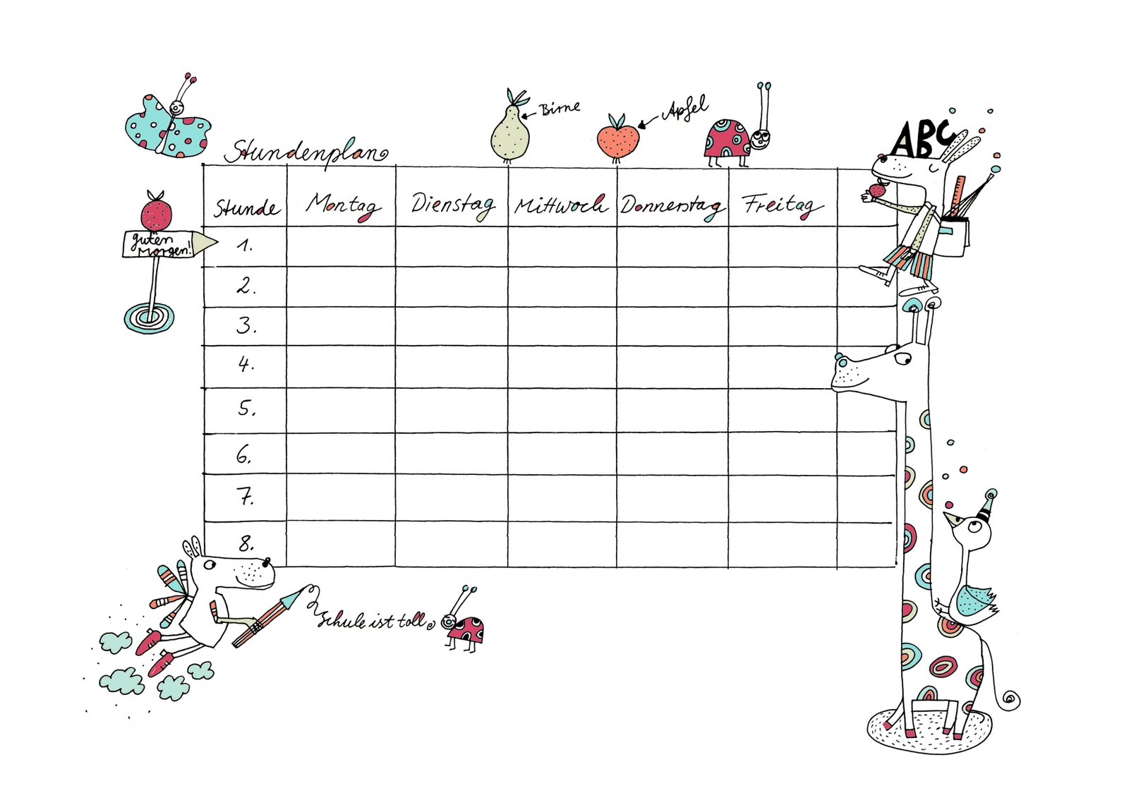 happy wall: Stundenplan