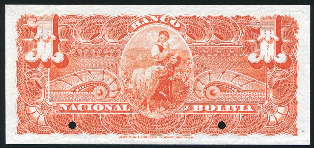 Bolivia 1 Boliviano banknote 1892 Banco Nacional de Bolivia|World ...