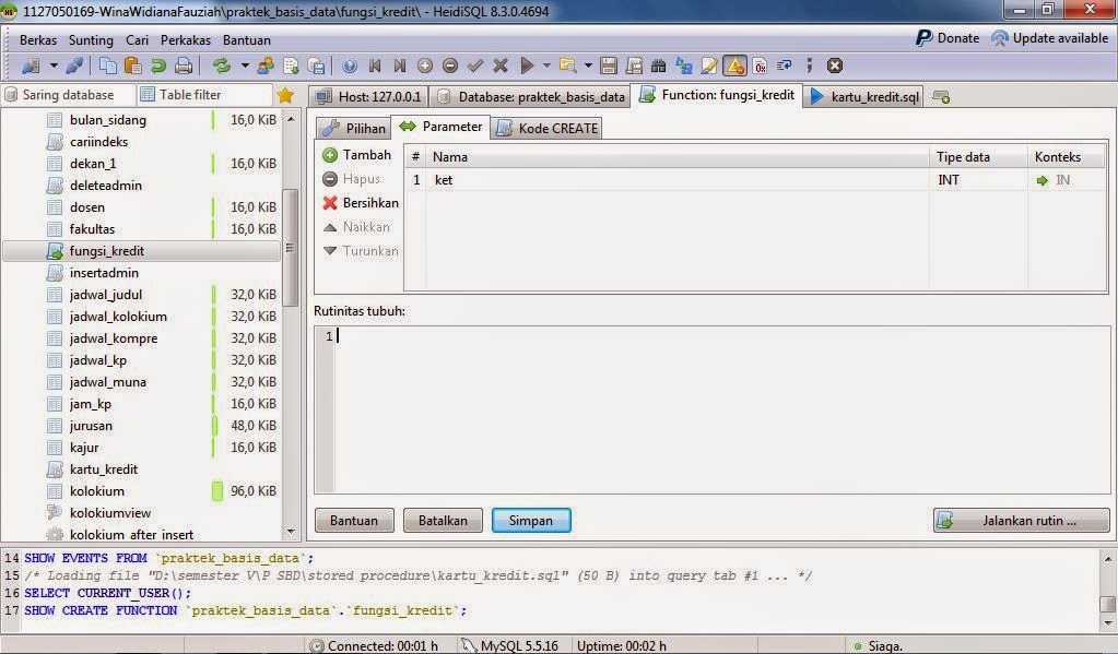 Dunia Digital: Tutorial Membuat Prosedur dan Fungsi pada HeidiSQL