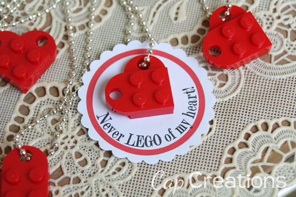 Cap Creations: Lego Heart Necklce Valentine with Printable