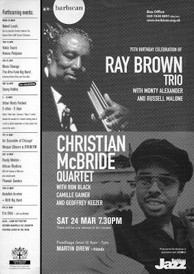 Vinyl Fuzz: Ray Brown Trio - Barbican - 24th March 2001