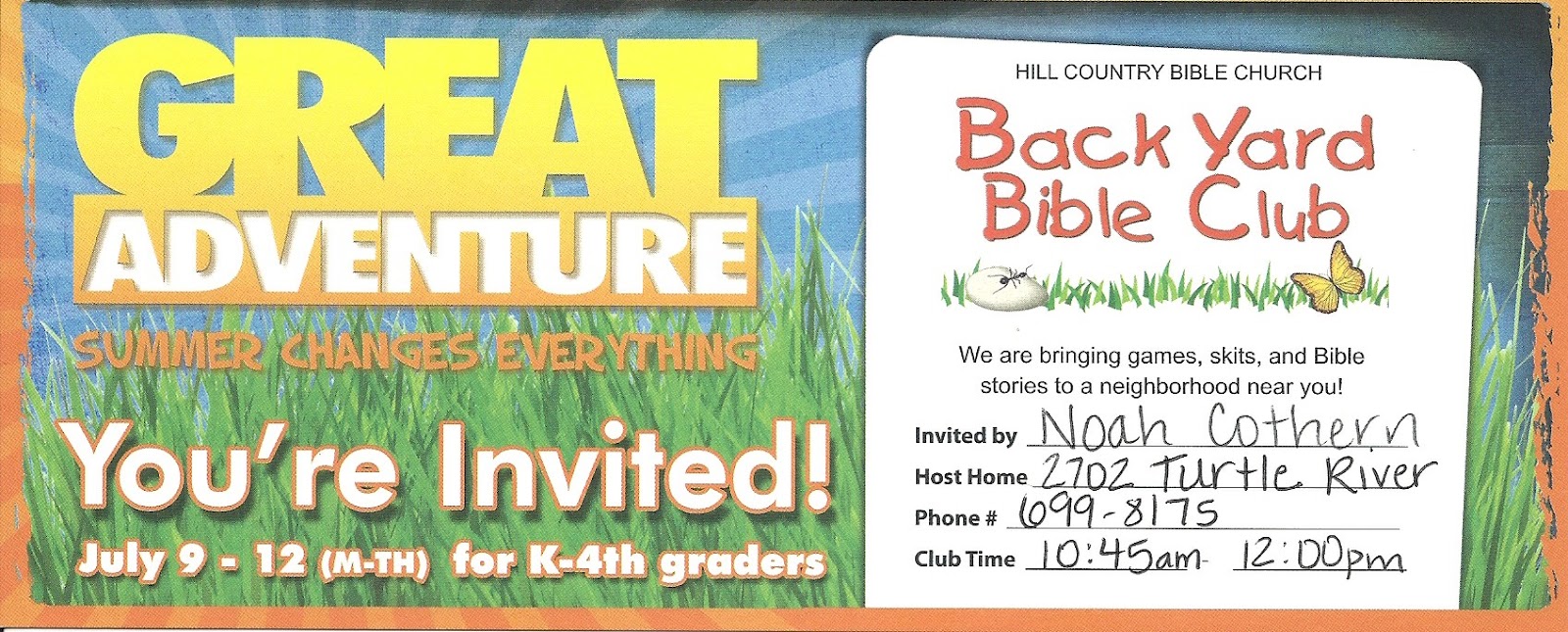 Catching Up With The Cotherns: Back Yard Bible Club in our Front Yard!