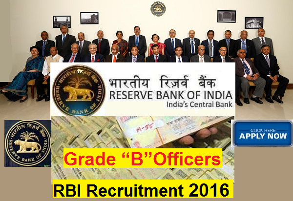 RBI RECRUITMENT 2016 FOR GRADE B OFFICER POSTS,