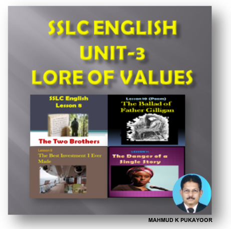SSLC ENGLISH INTENSIVE COACHING MODULE - UNIT 3 - LORE OF VALUES