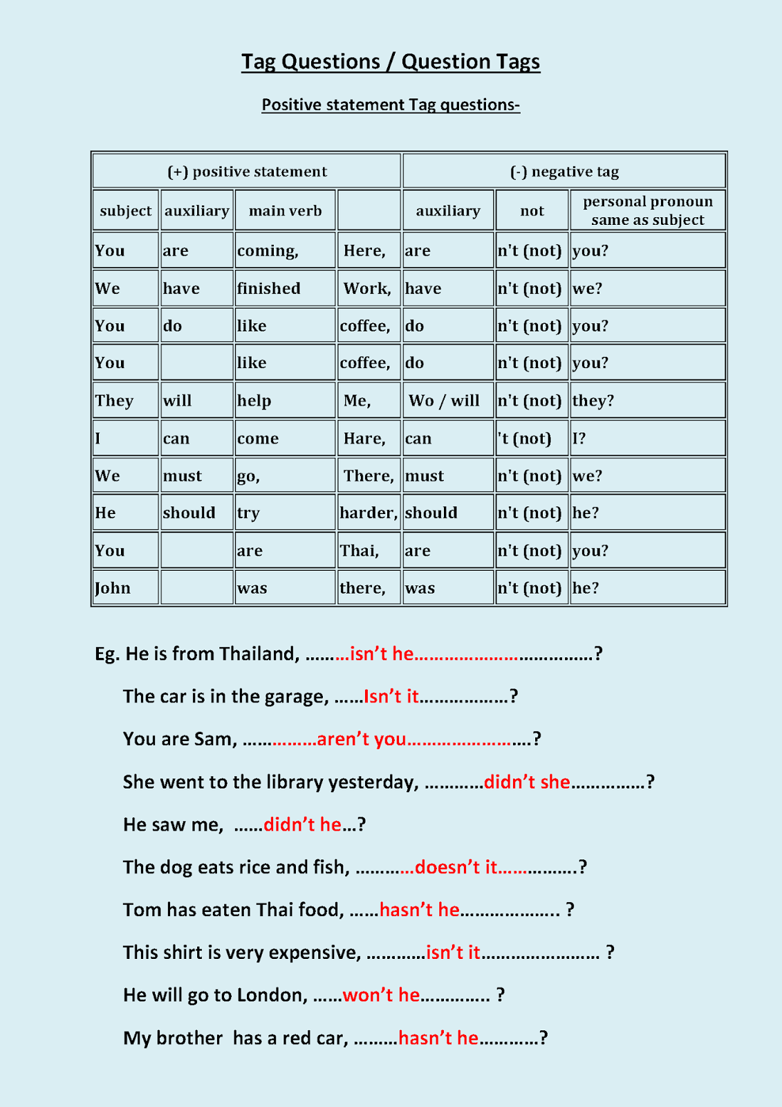 English With Life: Tag Questions