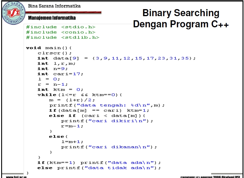 A Drop Of Ink Contoh Listing Linier Searching Dan Binary Searching