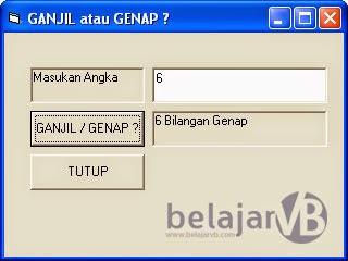Menentukan Bilangan Ganjil Genap Dengan VB 6.0 - Belajar VB 6.0 dan ...